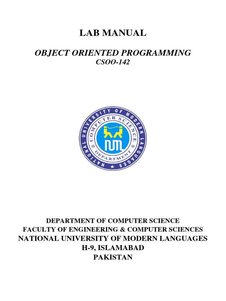 2 1 Lab Manual Oop Pdf Object Oriented Programming Computer Programming