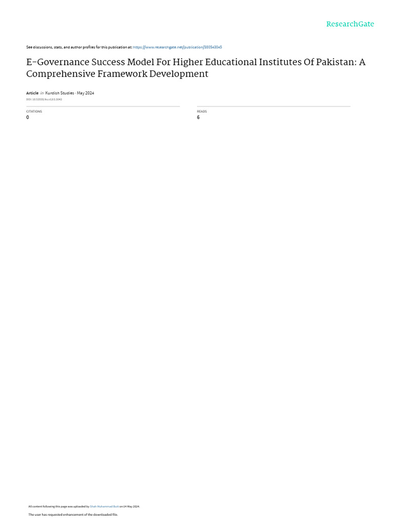 E-Governance Success Model For Higher Educational Institutes of ... E-Governance Success Model For Higher Educational Institutes of ...