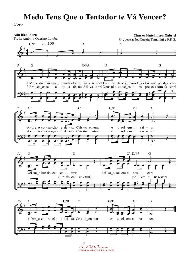 306 - Medo Tens Que O Tentador Te Vá Vencer (Coro) | PDF