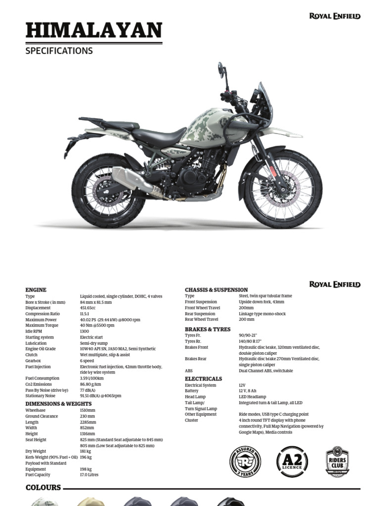 Himalayan Motorcycle Specifications Guide | PDF | Brake | Anti Lock ...