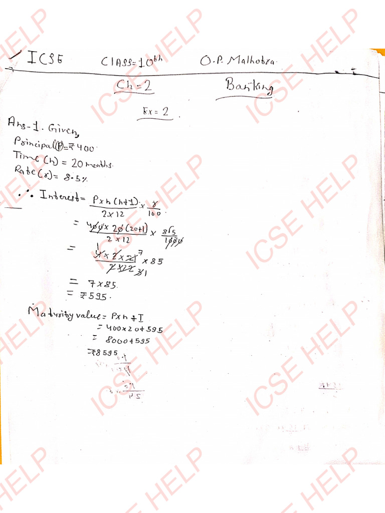 Op Malhotra Class 10 Chapter 2 Banking Pdf 