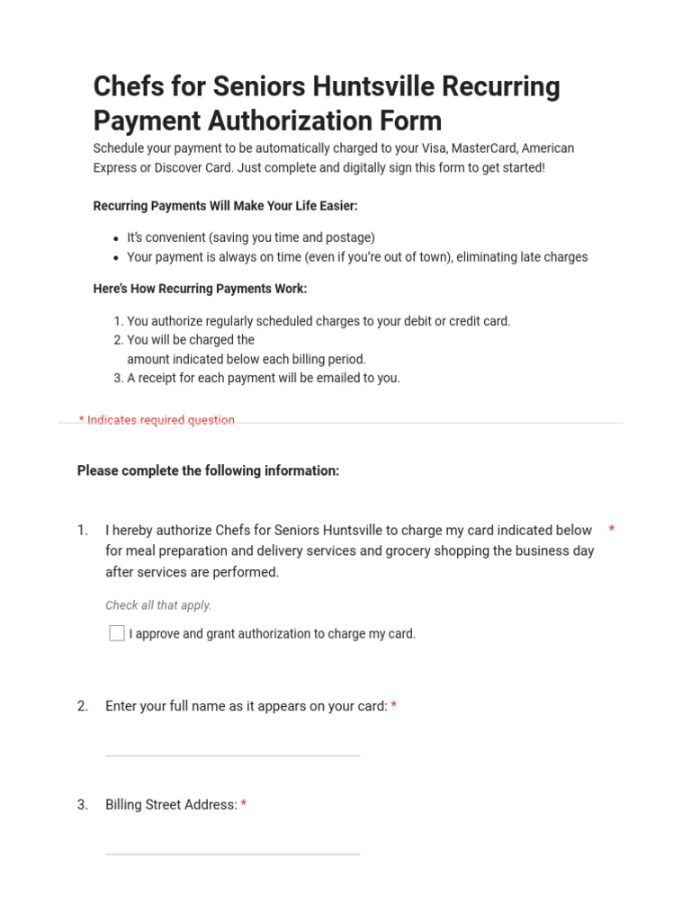 CFS Recurring Payment Authorization Form | PDF | Credit Card | Debit Card