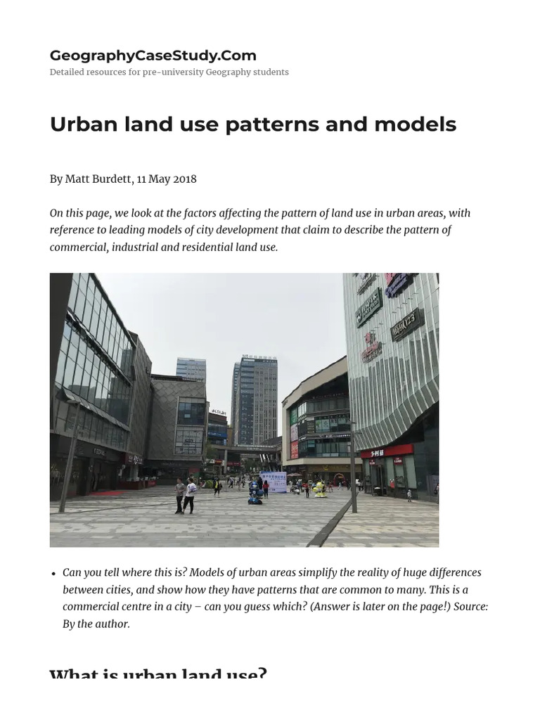 Urban Land Use Patterns and Models | PDF | Theory | Africa