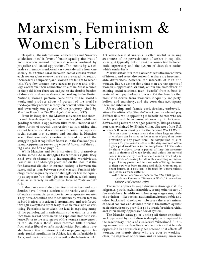 Marxism, Feminism and Women's Liberation | Feminism | Gender Studies