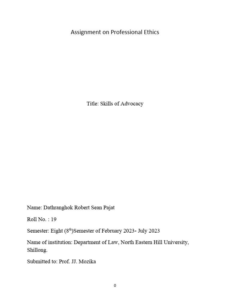 Assignment on Professional Ethics | PDF | Lawyer | Advocate