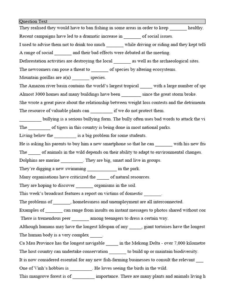 2nd Final Term - To Vo - Vocab U9-U10 | PDF | Conservation Biology | Biodiversity