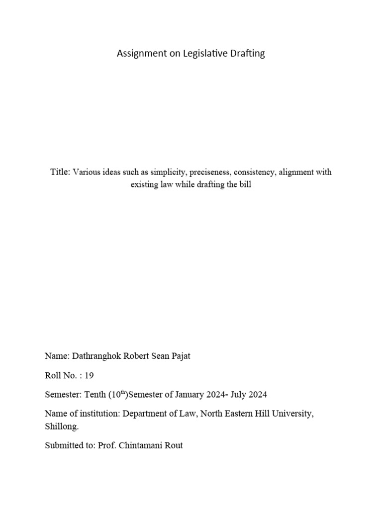 Assignment On Legislative Drafting | PDF | Regulatory Compliance | Jargon
