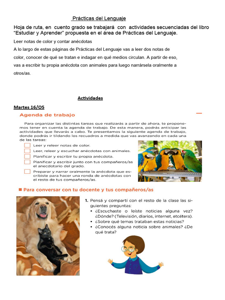 4° A y B Cs. Práct. Del Lenguaje Hoja de Ruta Junio | PDF