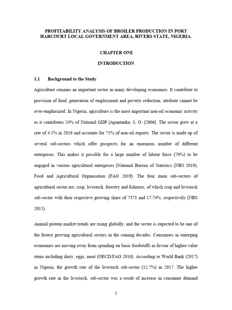 Profitability of Broiler Production in Port Harcourt | PDF | Poultry ...
