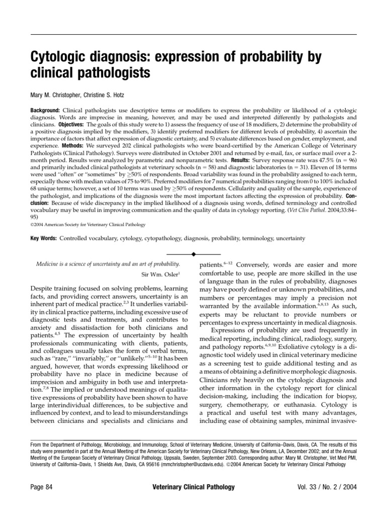 Christopher 2004 | PDF | Pathology | Medical Diagnosis