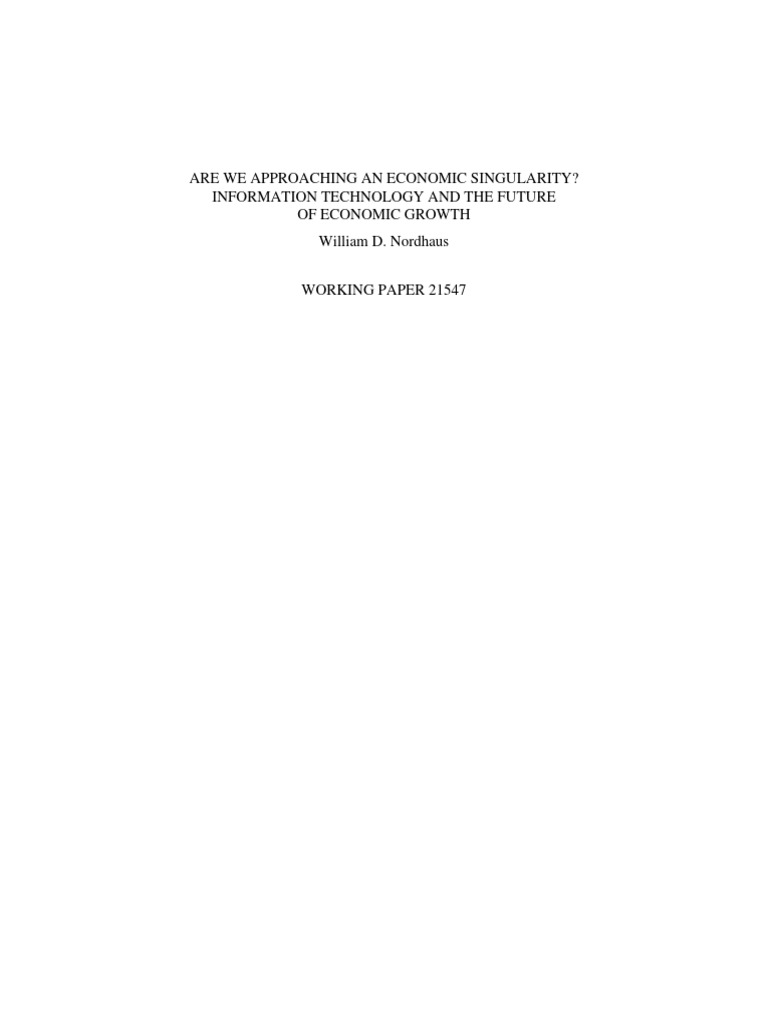 Economic Singularity | PDF | Technological Singularity | Economic Growth