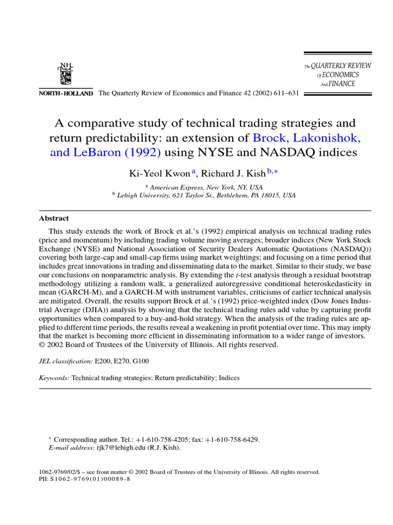 Kwon 2002 | PDF | Bootstrapping (Statistics) | Technical Analysis