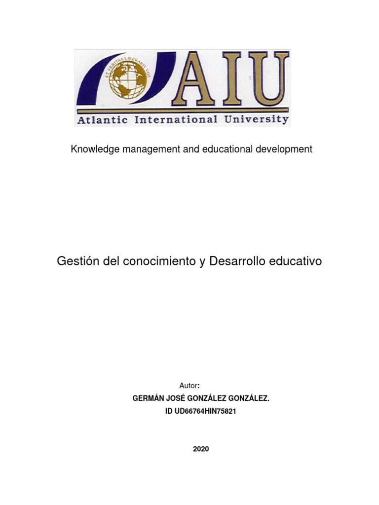 Gonzales Gest Del Conoc y Desarrollo Educativo Aiu 2020 | PDF ...