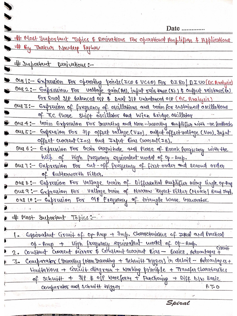 Analog Electronics II - Most Important Topics & Questions by Navdeep ...