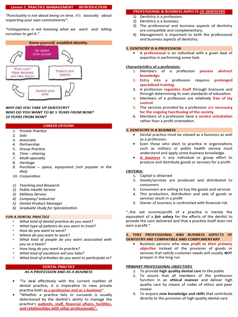 Introduction to Dental Practice Management | PDF | Dentistry | Profession