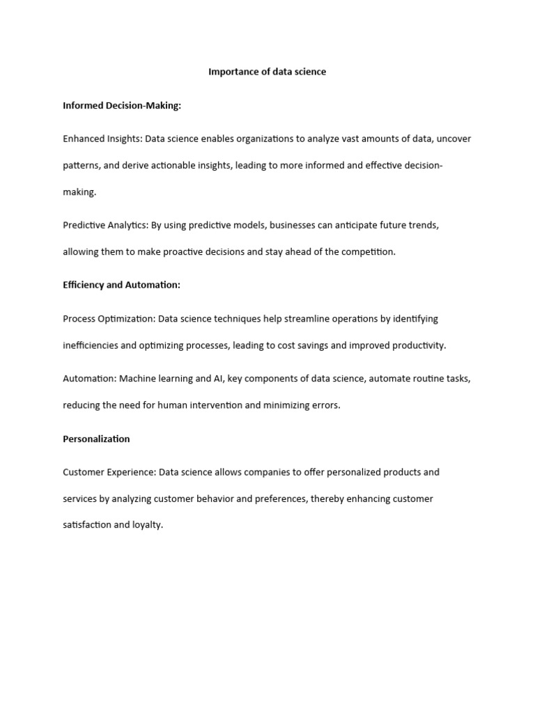 Importance of Data Science | PDF