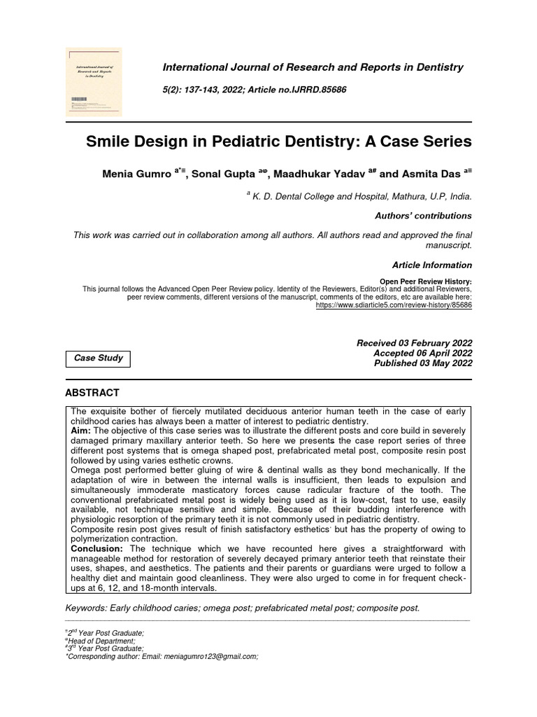 Pediatric Smile Design Case Series | PDF | Dentistry | Dental Composite