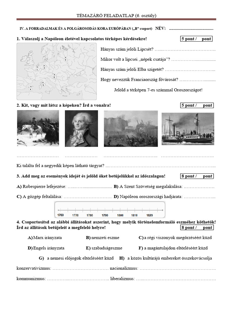 TĂ-RTĂ NELEM - 6 - IV. A FORRADALMAK Ă S A POLGĂ ROSODĂ S KORA EURĂ"PĂ BAN - B Csoport - 6 ...