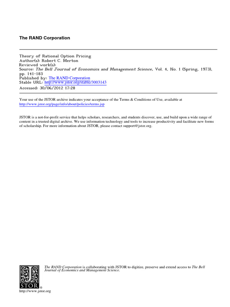Rational Option Pricing Theory Explained | PDF | Option (Finance ...