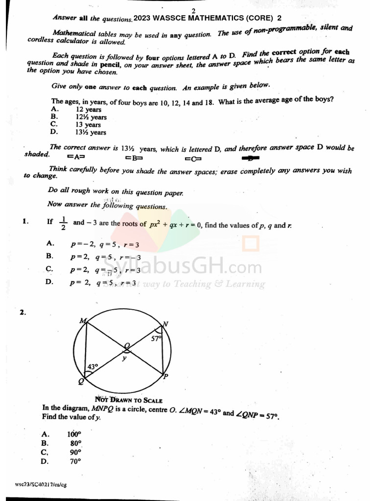 2023 Wassce Core Maths 1 | PDF