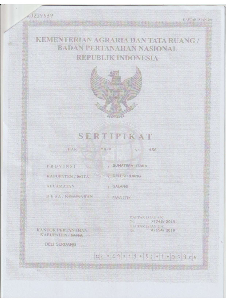 Alas Hak Tanah 2,1 Ha | PDF