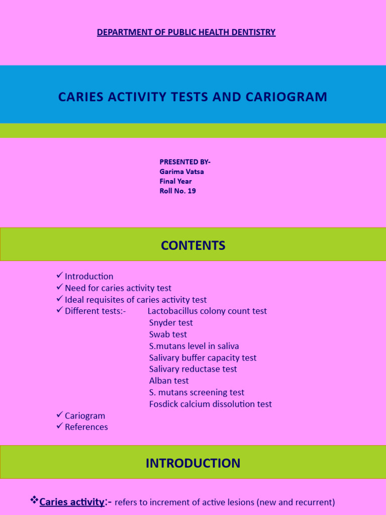 Cariogram & Caries Activity Test | PDF | Dentistry | Medical Specialties