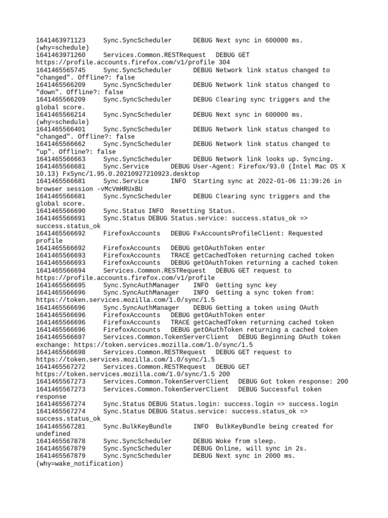 Firefox Sync Debug Log Analysis | PDF | System Software | Computer Engineering