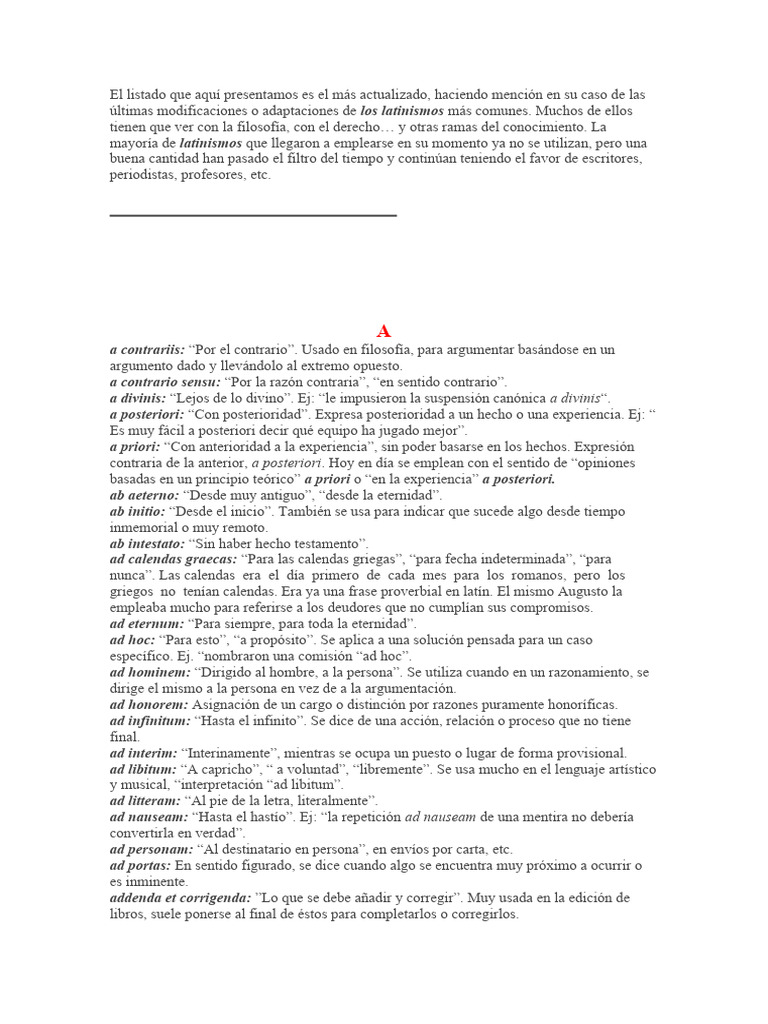 Latinismos | PDF | A priori y a posteriori