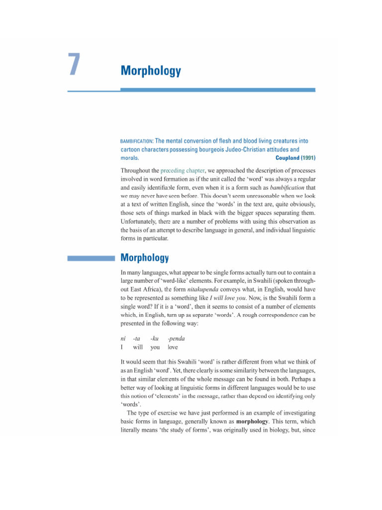 MORPHOLOGY George Yule SUMMARY | PDF