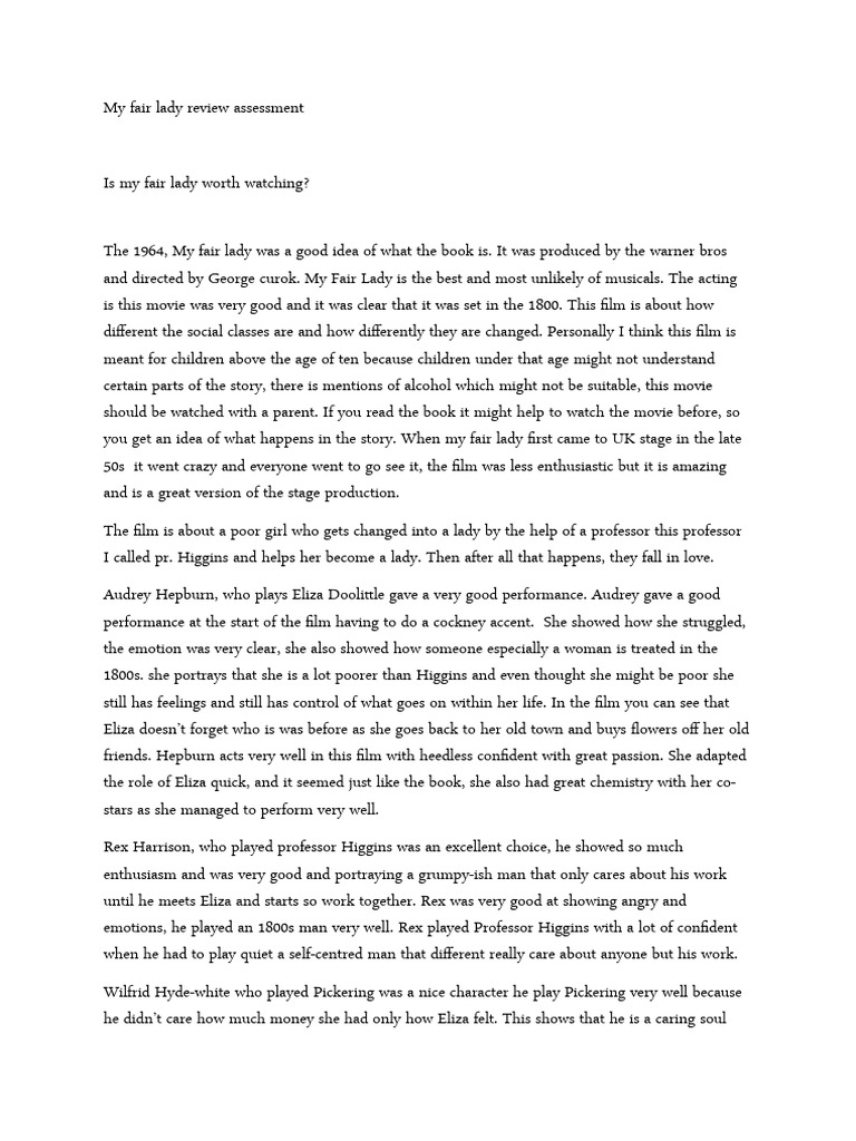 Classic Musical Review: My Fair Lady | PDF