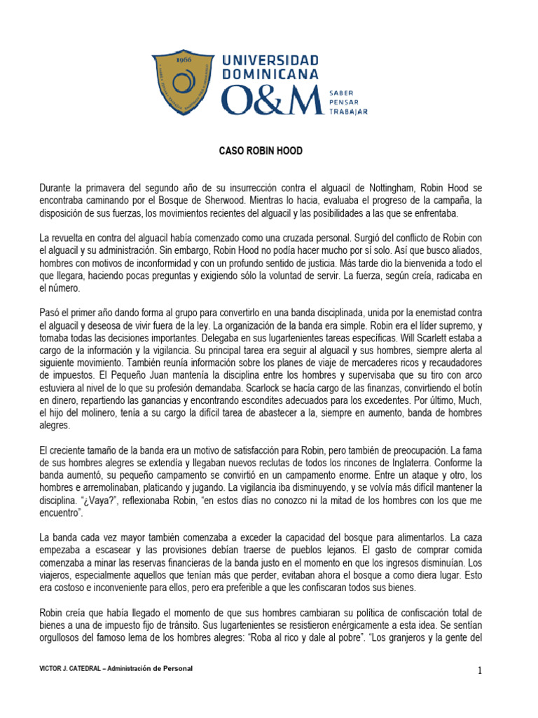 Caso Robin Hood 0YM | PDF | Análisis FODA | Robin Hood