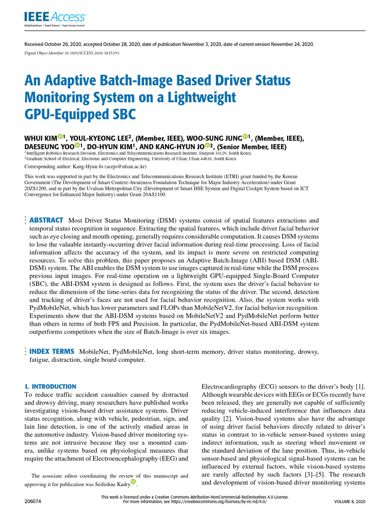 An Adaptive Batch-Image Based Driver Status Monitoring System On A Lightweight GPU-Equipped SBC ...