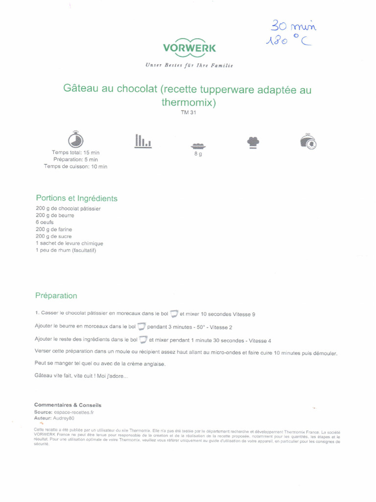 Recette - Gâteau Au Chocolat | PDF
