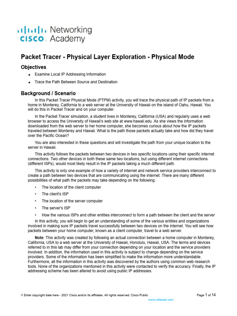 4.7.1 Packet Tracer - Physical Layer Exploration - Physical Mode | PDF ...