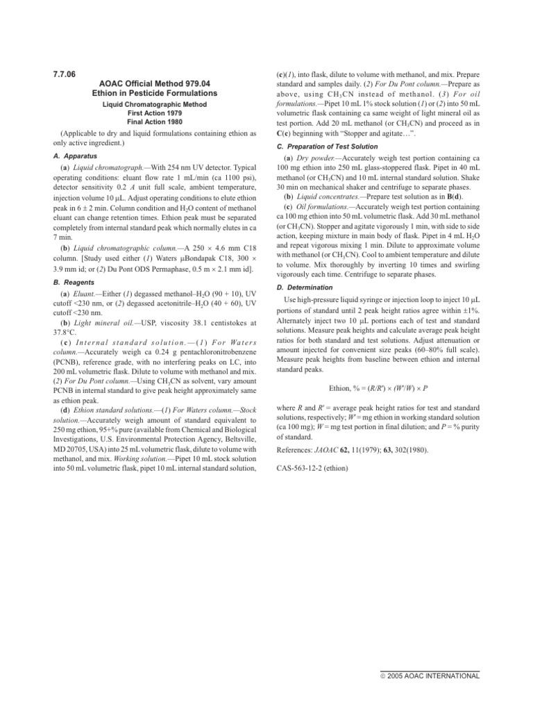 Ethion in Pesticide Formulations | PDF | High Performance Liquid ...
