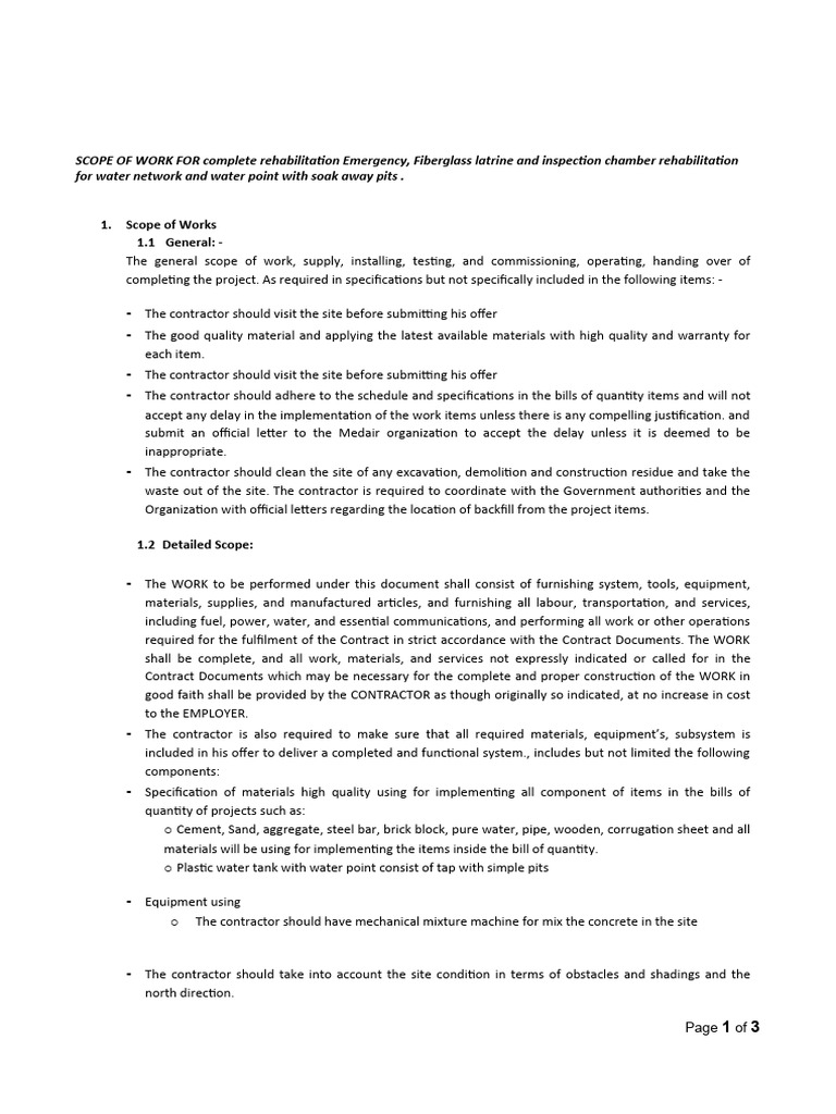 Contractor's Guide for Latrine Rehab | PDF | Specification (Technical ...