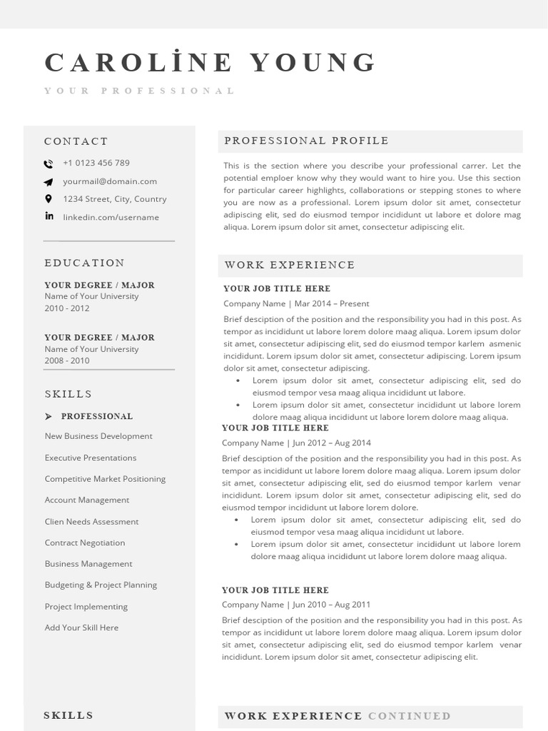 A4 - Caroline Young - Standard - 2 Page Resume | PDF | Application Software