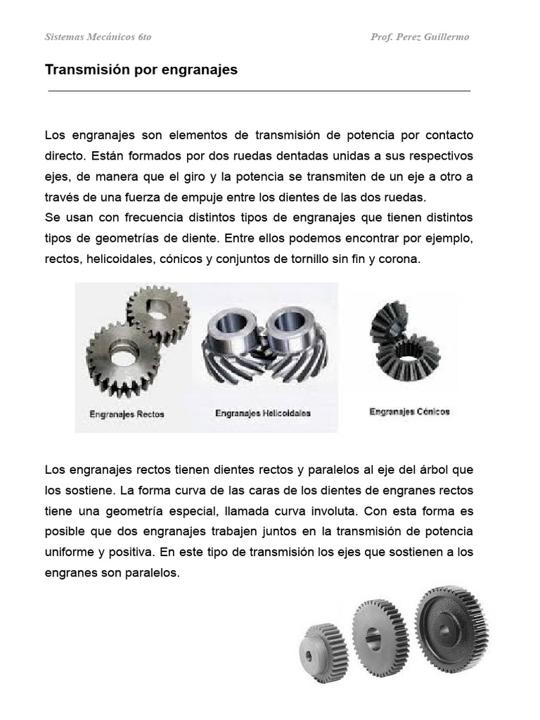 Transmision Por Engranajes 1 | PDF | Engranaje | Ingeniería mecánica