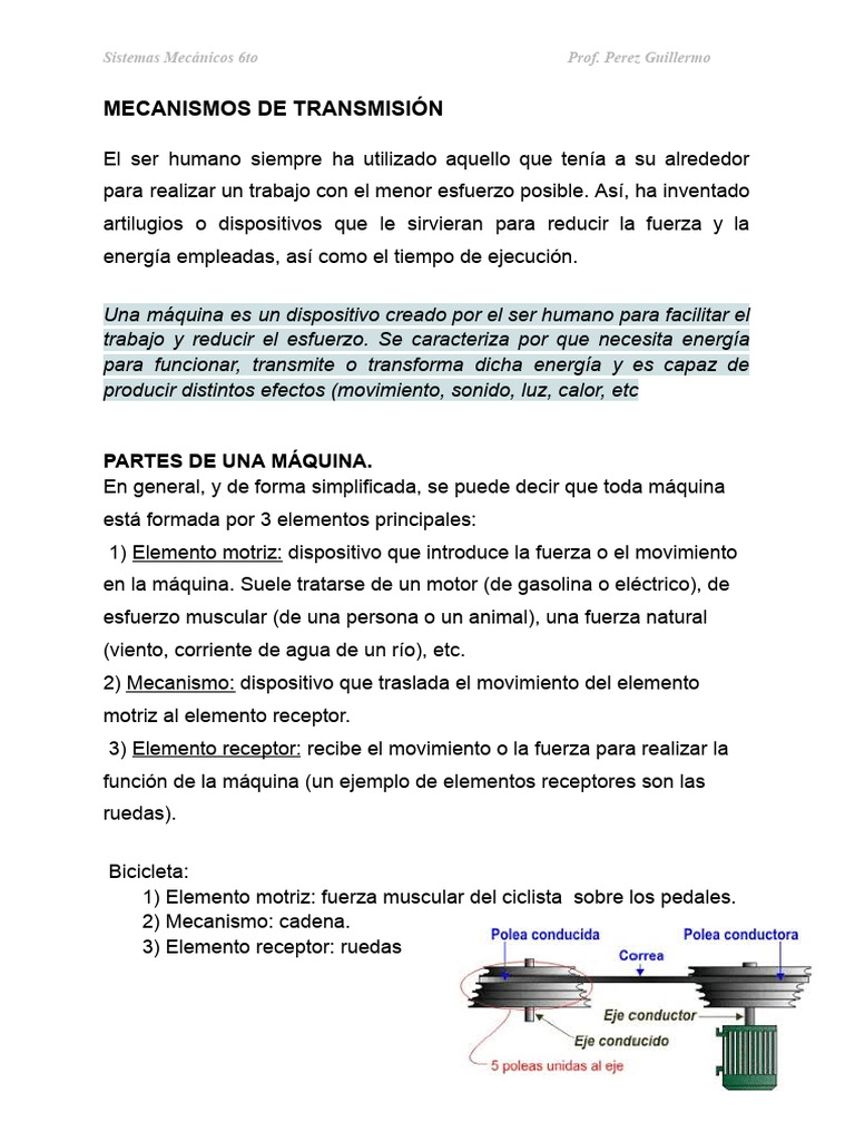 Mecanismos de Transmision | PDF | Engranaje | Eje