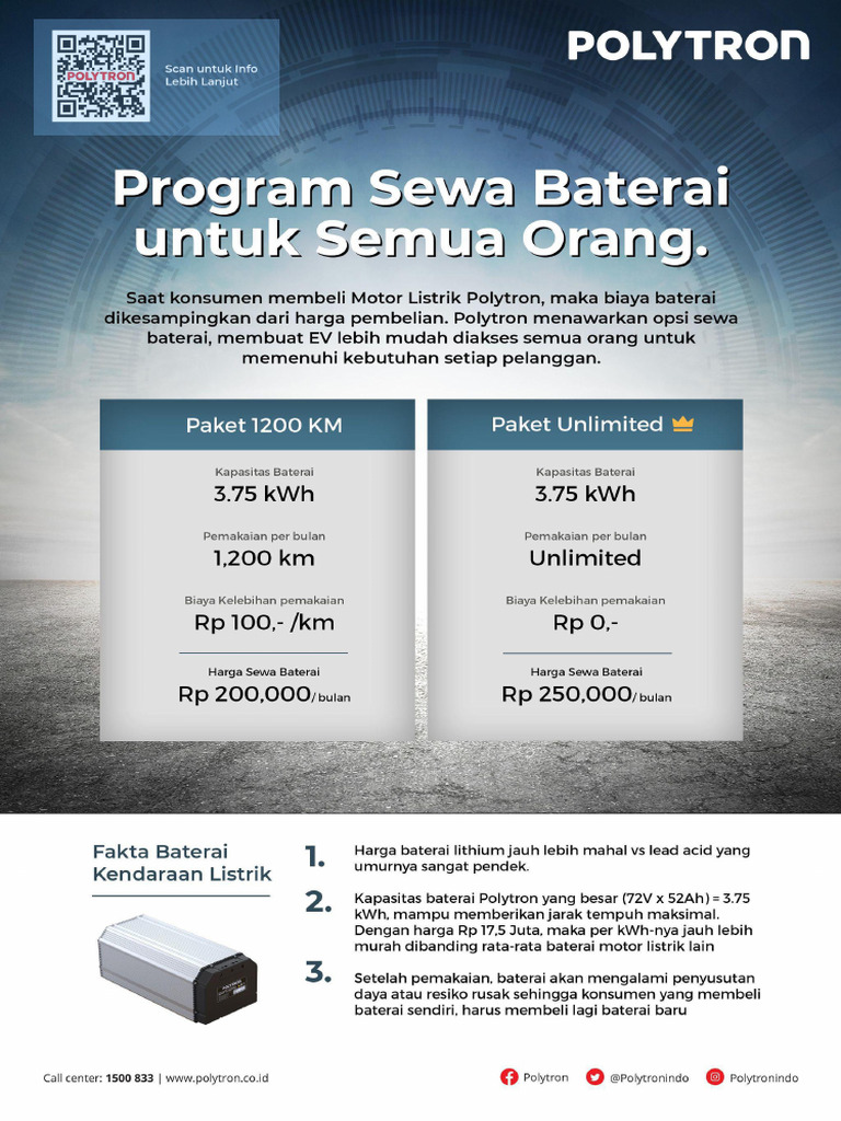 Flyer Program Sewa Baterai Motor Listrik Polytron | PDF