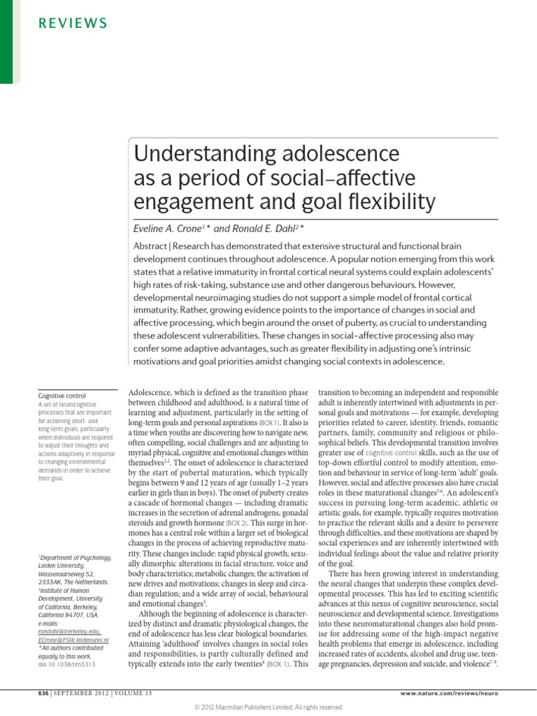 NRN 3313 | PDF | Executive Functions | Adolescence