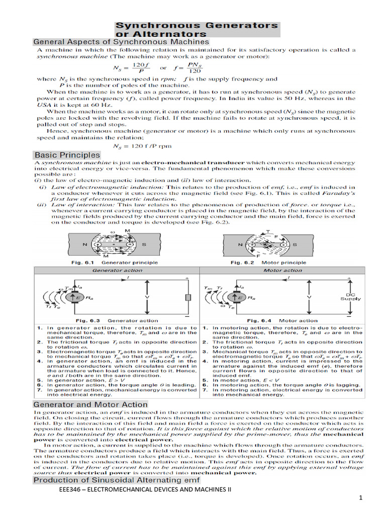 Eee346 Course Material | PDF | Electrical Engineering | Electromechanical Engineering