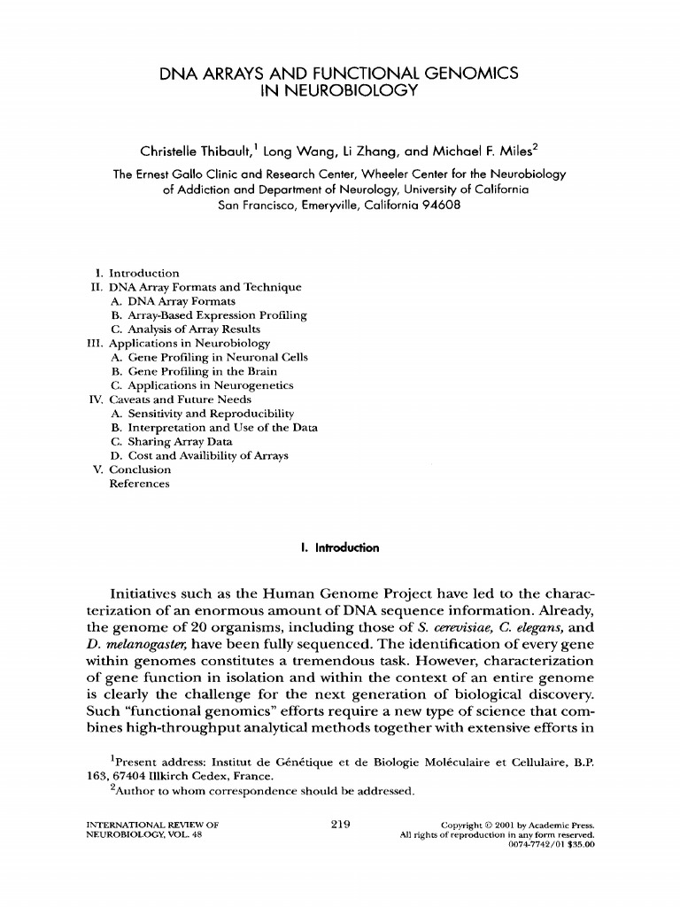 Dna Arrays and Functional Genomics in Neurobiology | Download Free PDF | Dna Microarray ...