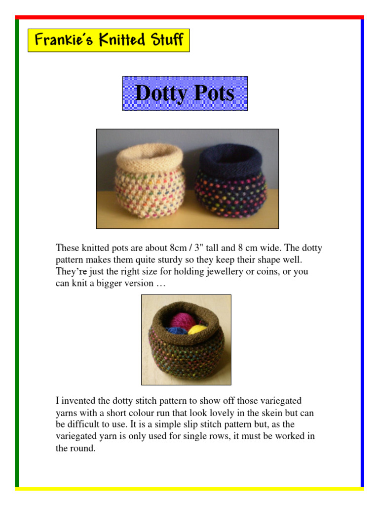 Dotty Pots | PDF | Knitting | Yarn