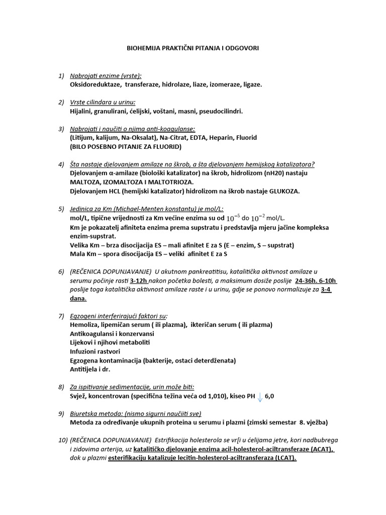 Biohemija Prakticni Skripta | PDF