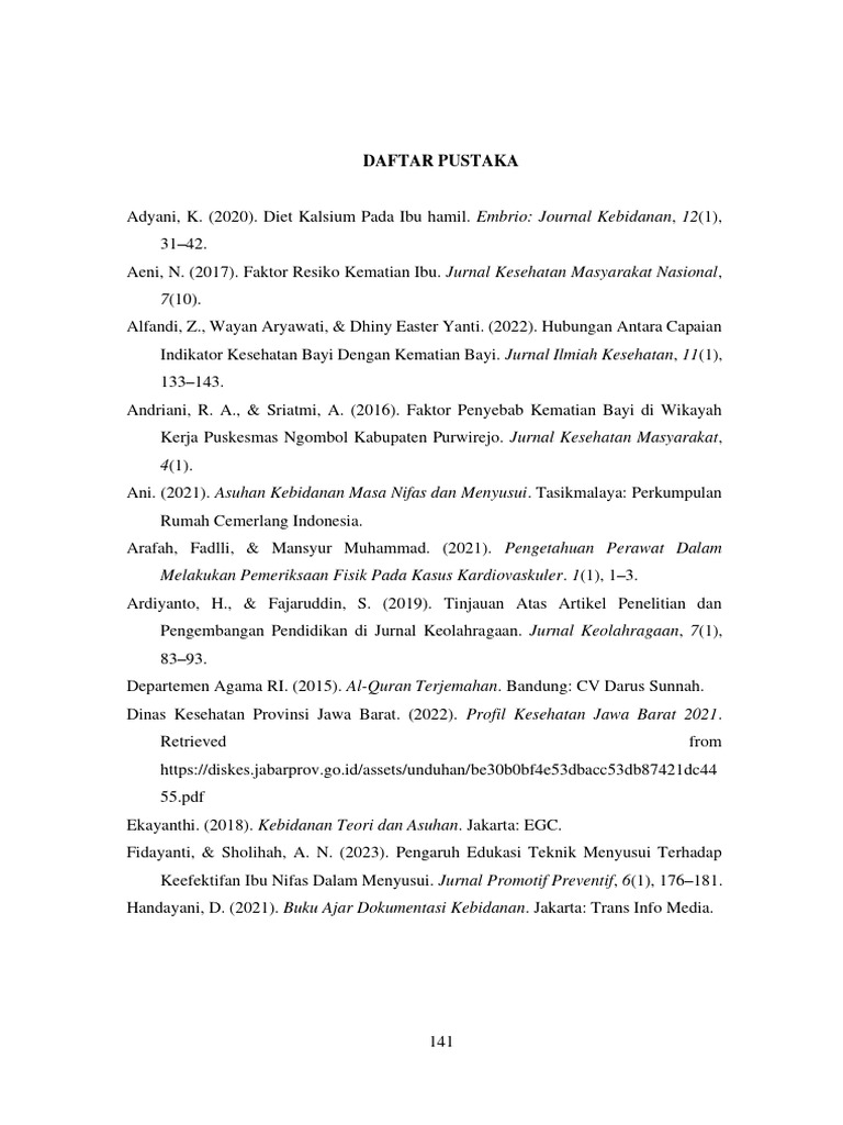 Format Daftar Pustaka Kebidanan Indonesia | PDF | Pengembangan Diri