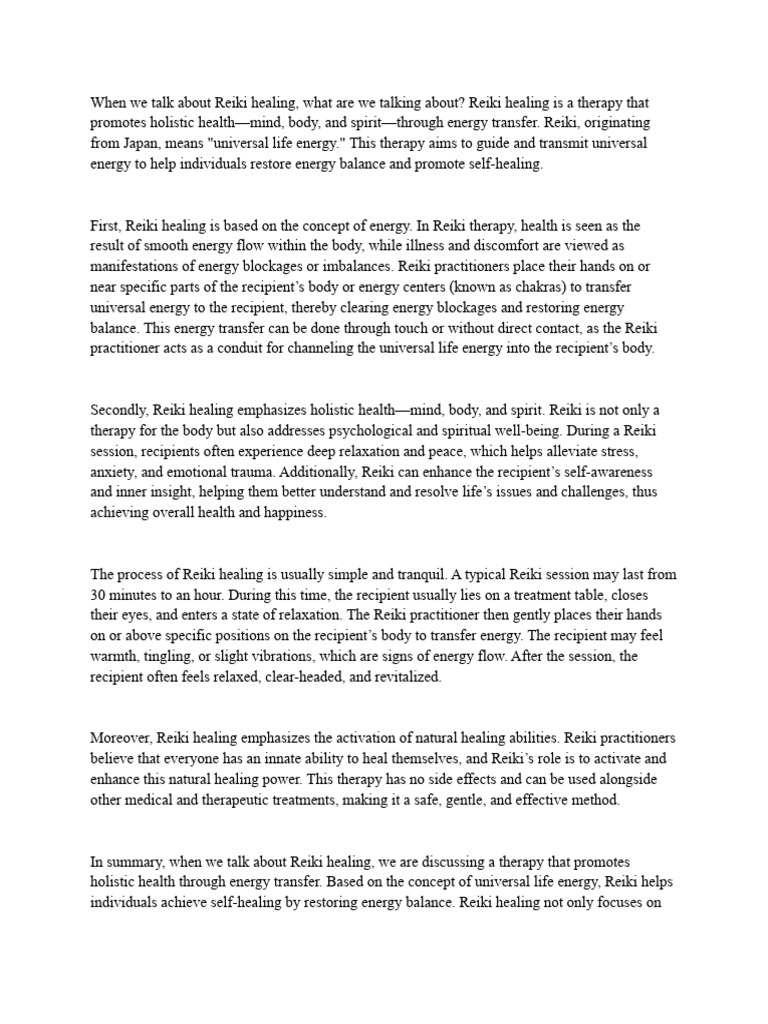 Reiki Study Notes | PDF | Reiki | Psychotherapy