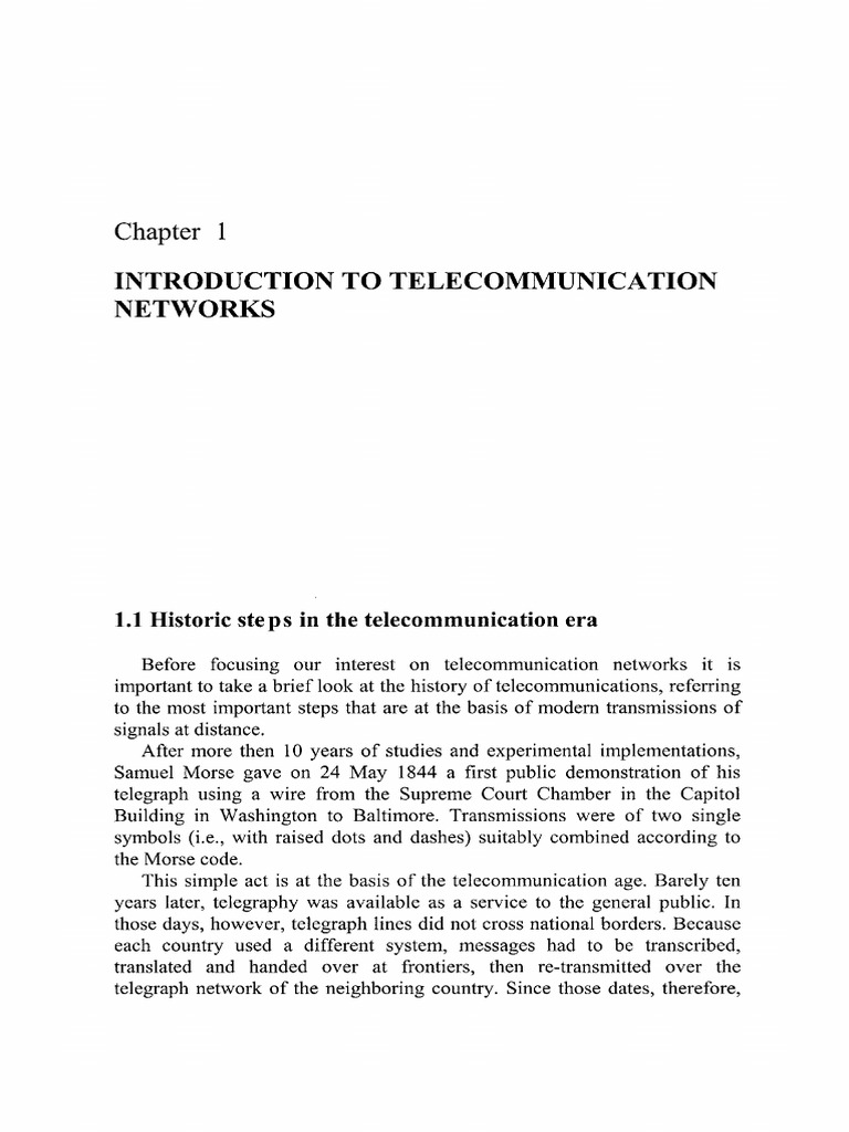 Introduction To Telecommunication Networks: 1.1 Historic Steps in The ...