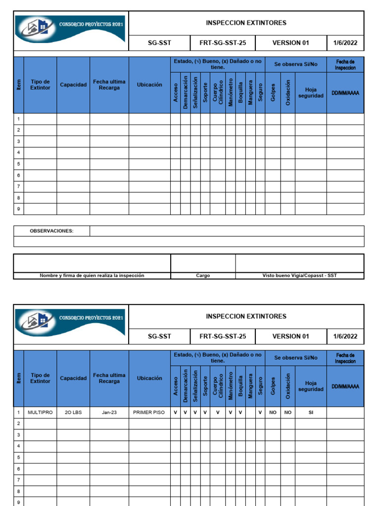 Inspeccion Extintores | PDF | Servicios de emergencia | Supresión de ... Inspeccion Extintores | PDF | Servicios de emergencia | Supresión de ...