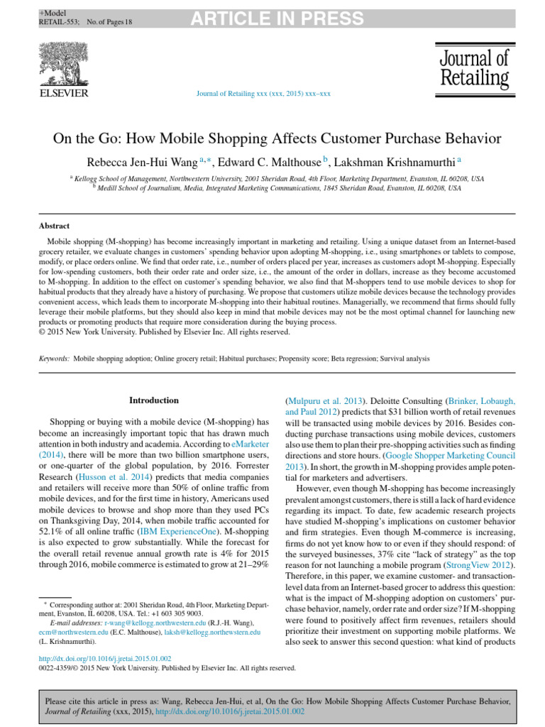 Wang 2015 On The Go How Mobile Shopping Affects Customer Purchase